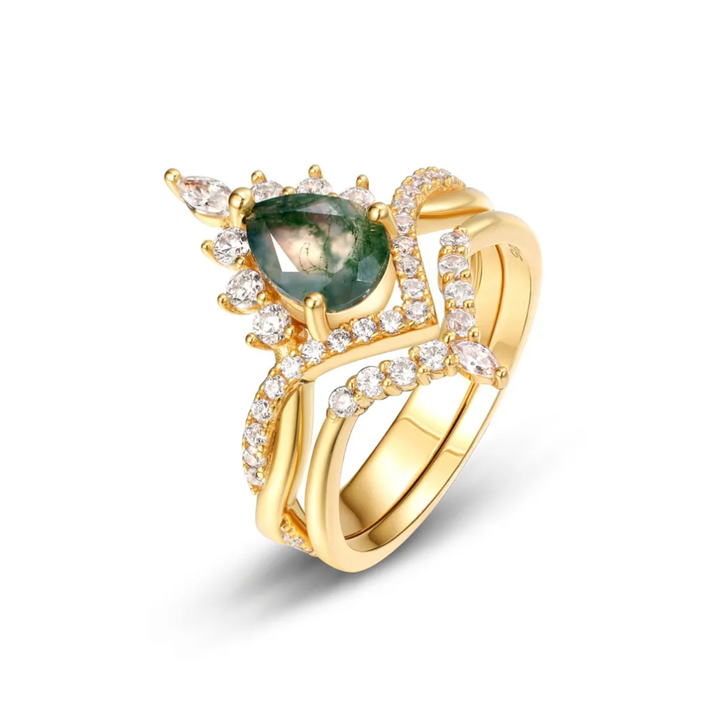 Viridare Moss Agate Ring Set – Written in the Stars