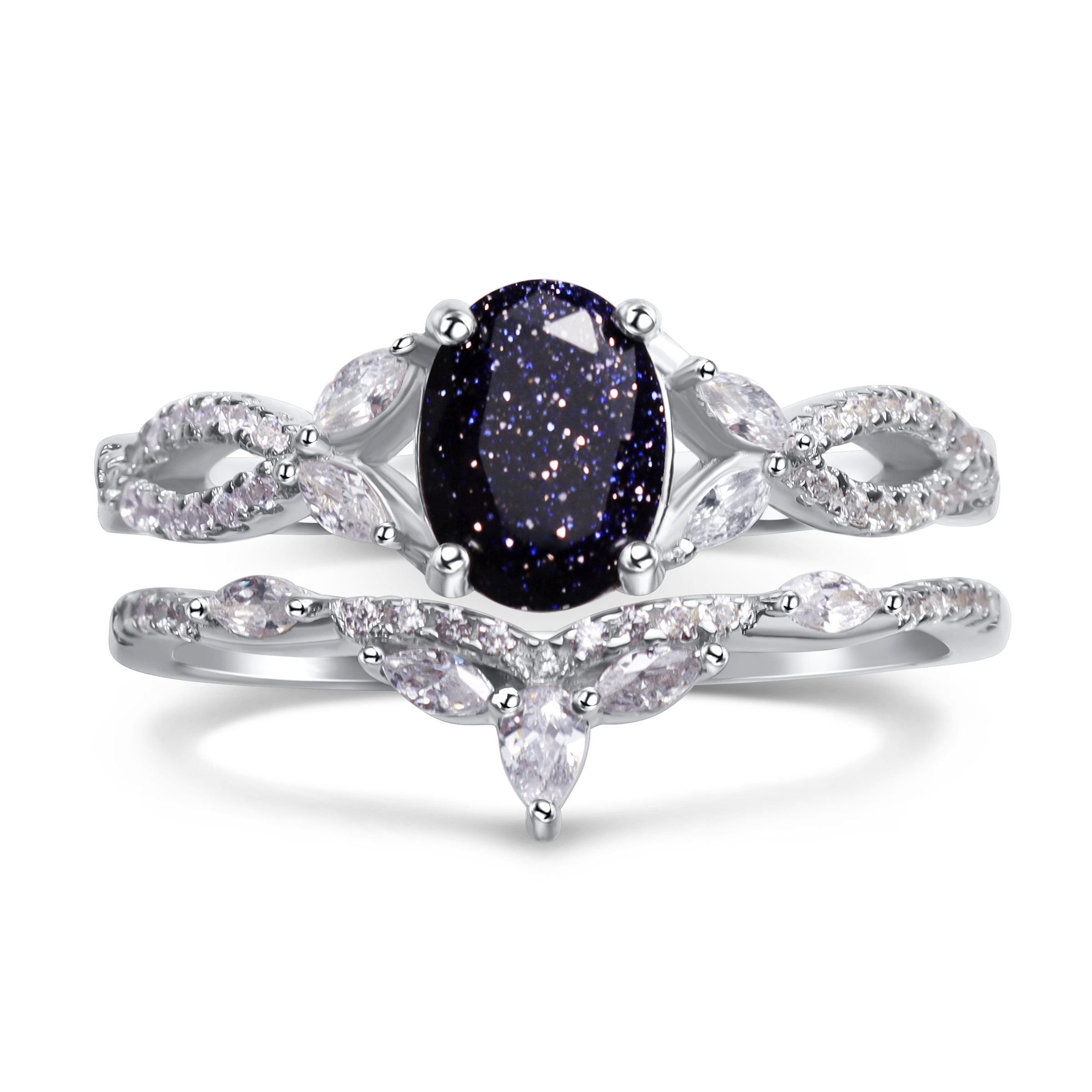 Among the Stars Blue Sandstone Ring Set – Written in the Stars